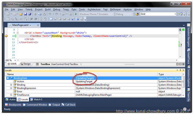 Debugging Data Bindings in XAML with Silverlight 5 Beta | Kunal Chowdhury